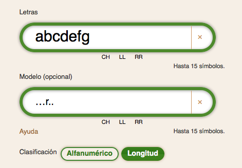 Resolver Ensalada letras | ordenar letras | palabras